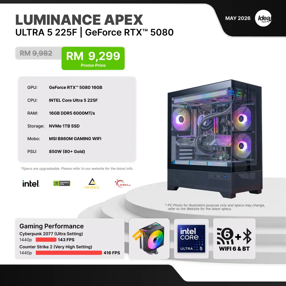 IDEALTECH Luminance Apex NVIDIA® GeForce RTX™ 5080 — Ideal Tech PC